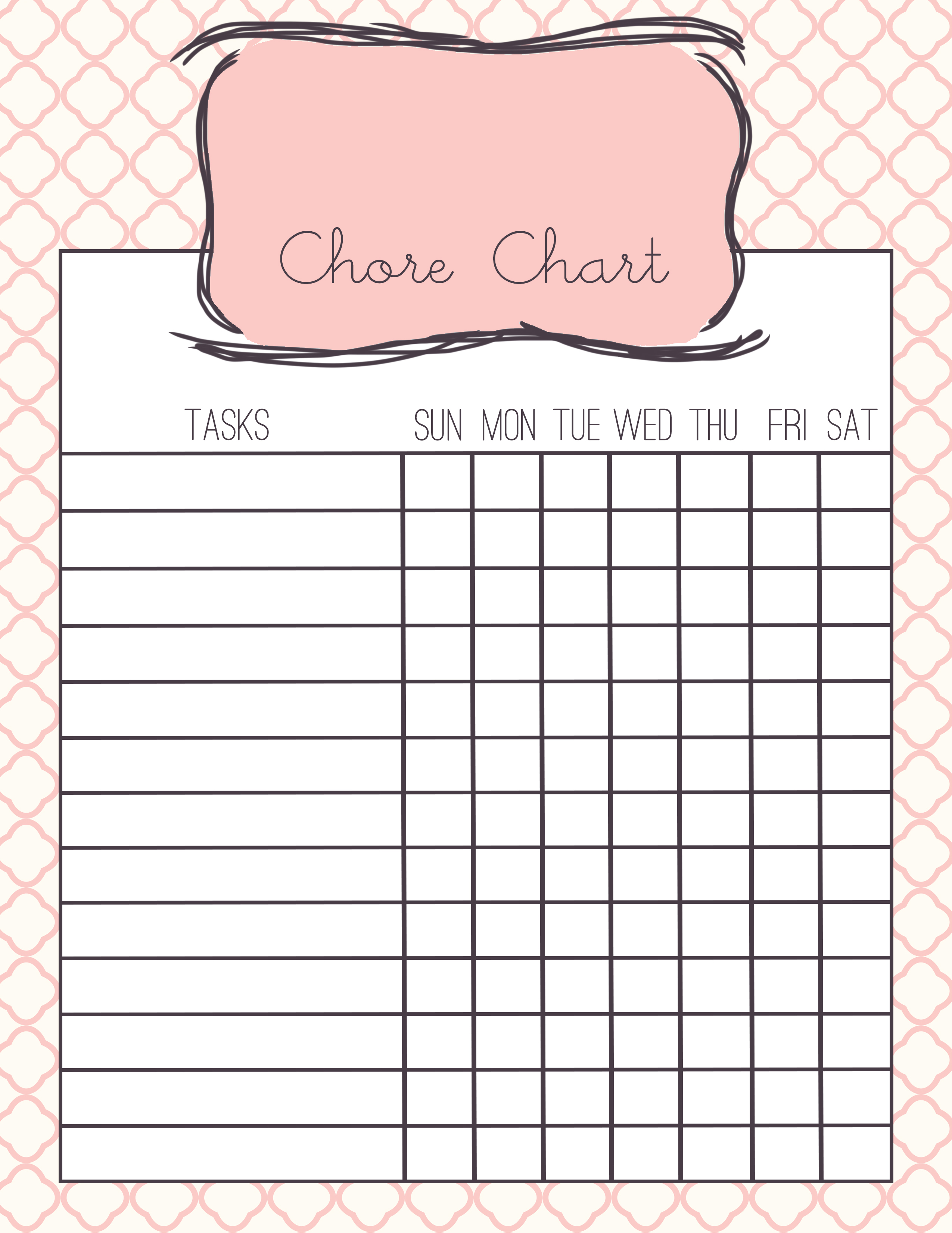 Pink Chore Chart Printable | Whimsy & Hope