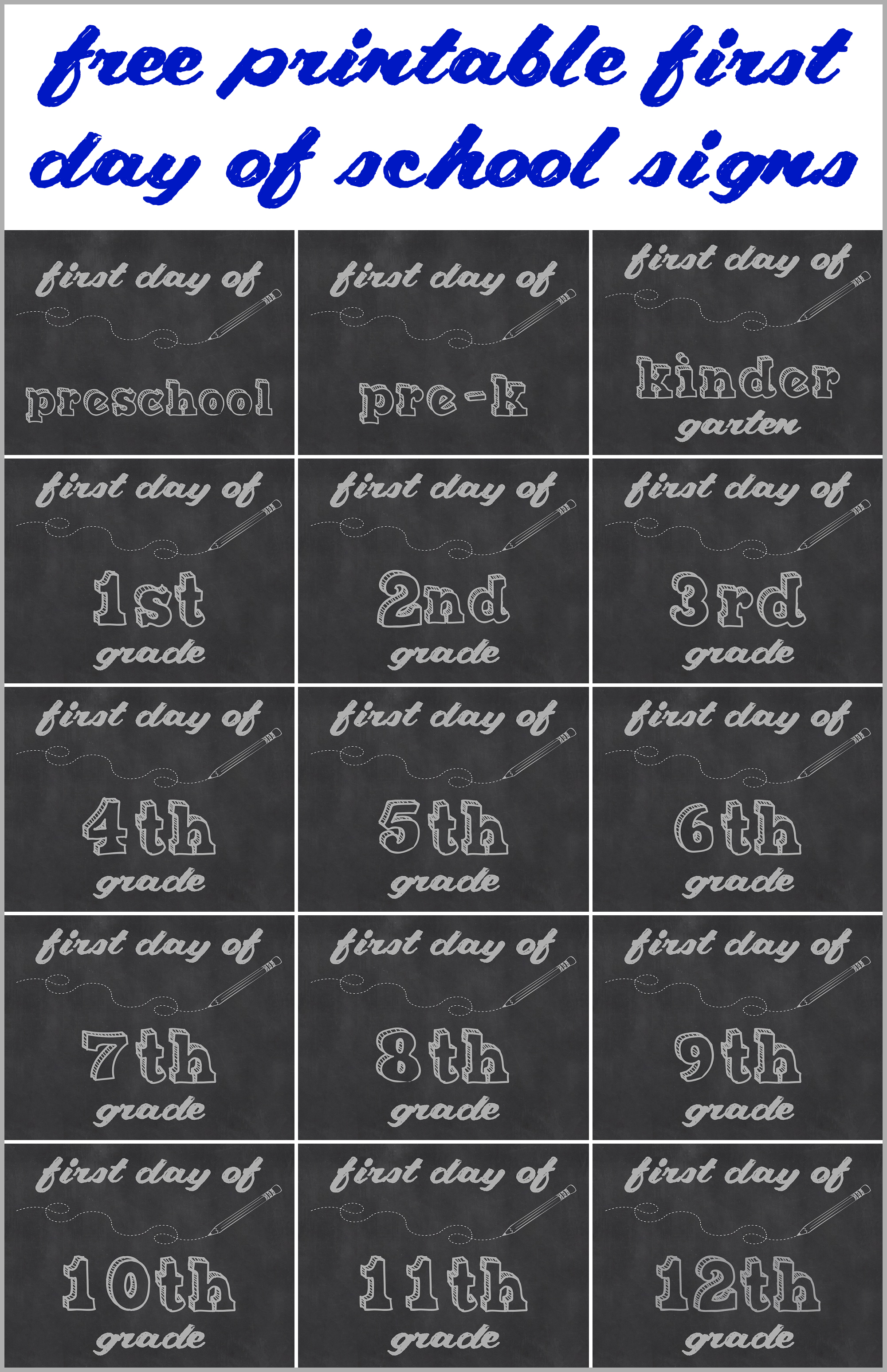 First Day Of School Printables Free