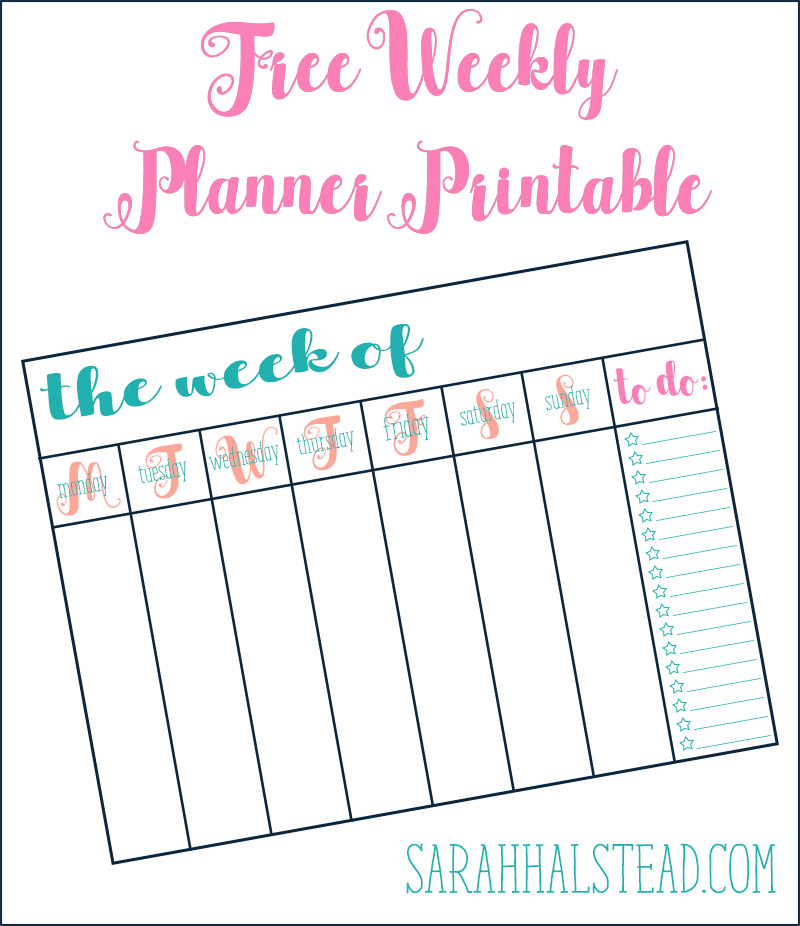 free-weekly-planner-printable - Sarah Halstead