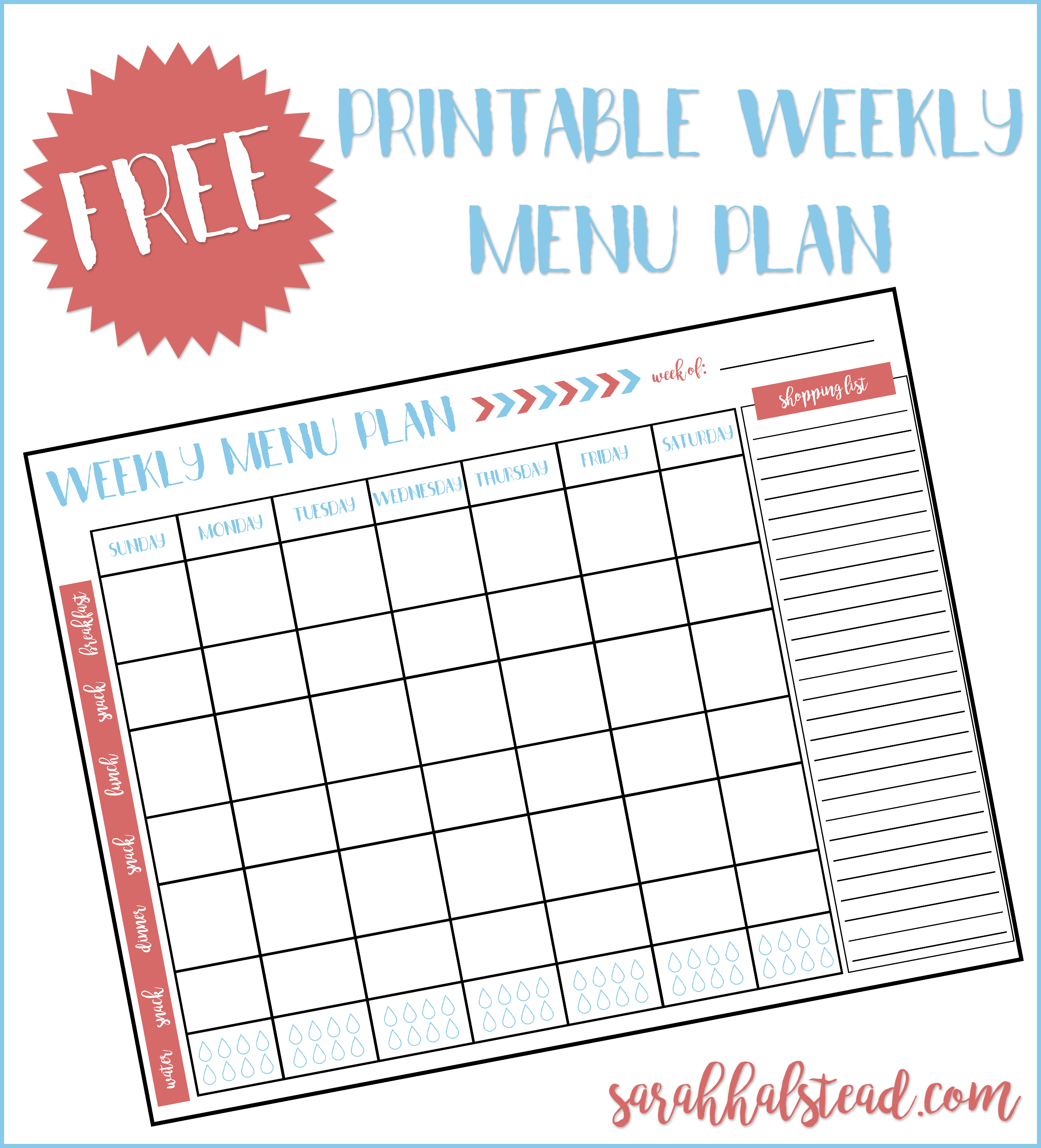 free-weekly-menu-plan-printable - Sarah Halstead