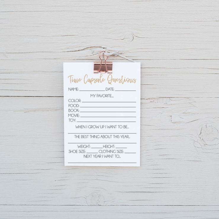 Time Capsule Questions Free Printable | Sarah Halstead